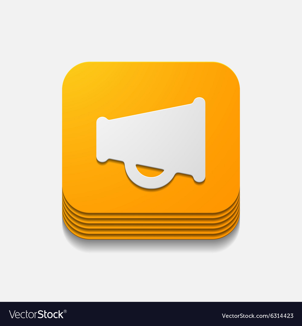 Square button megaphone Royalty Free Vector Image
