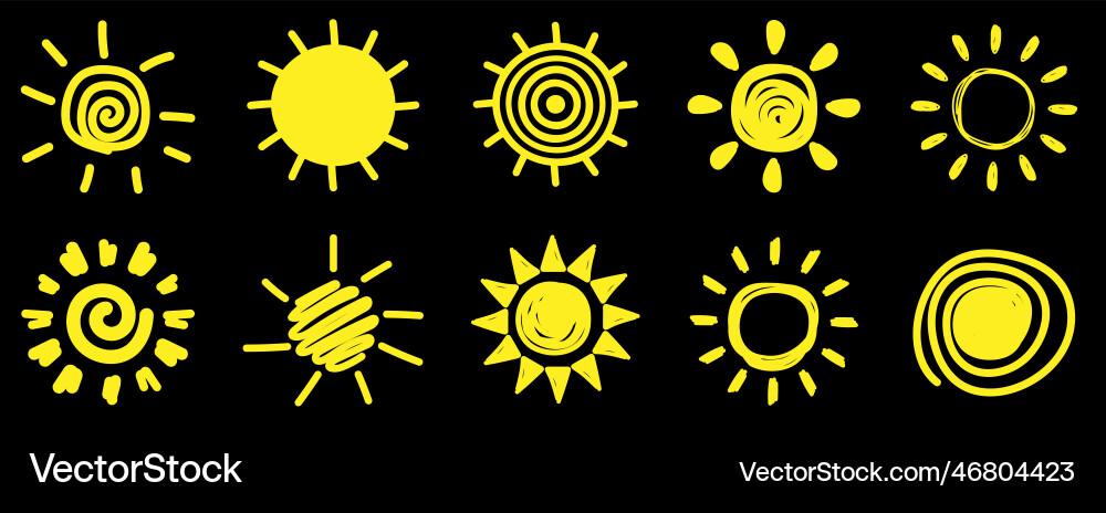 Sun symbols collection icons different doodle Vector Image