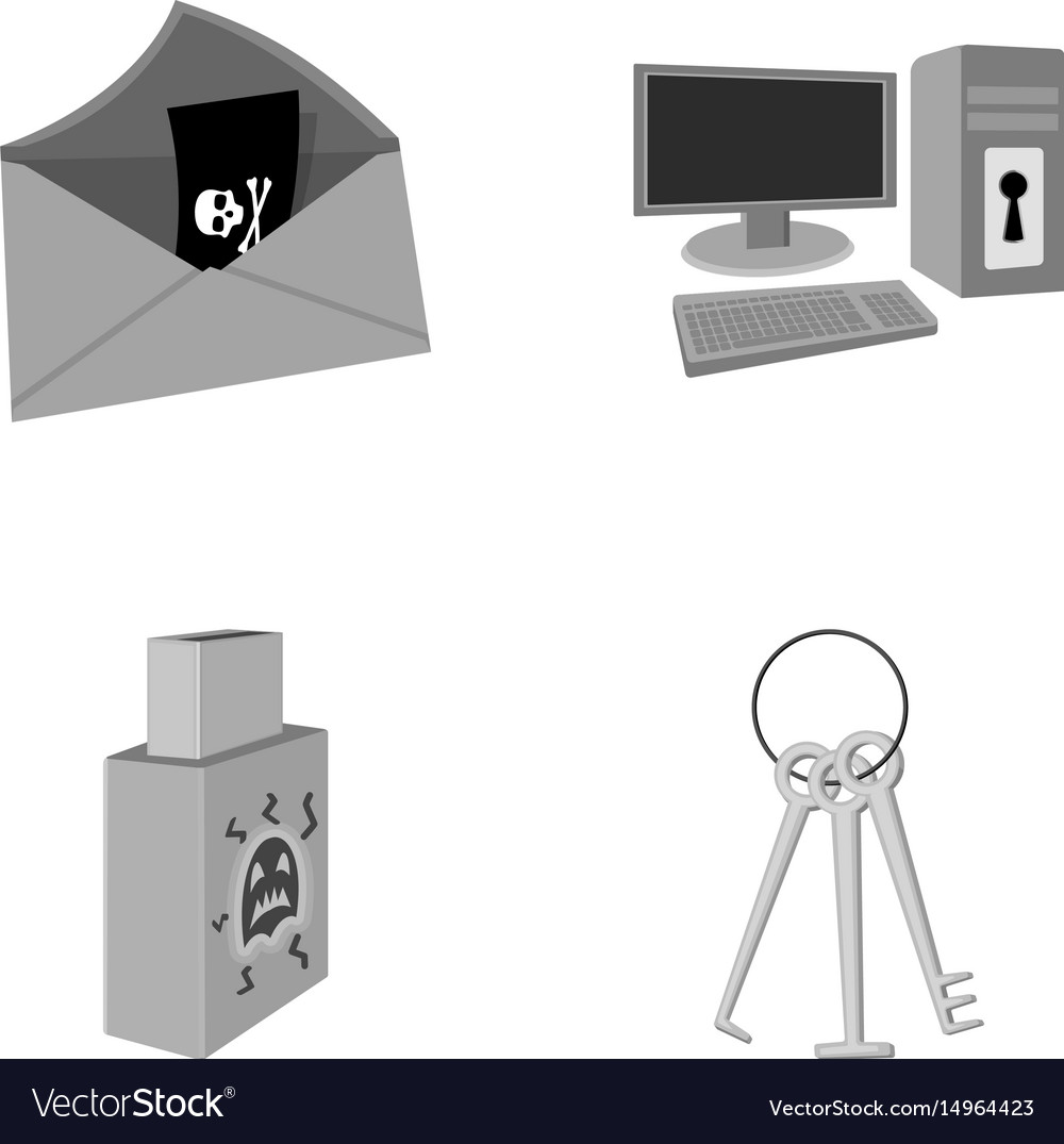 Virus monitor display screen hackers Royalty Free Vector