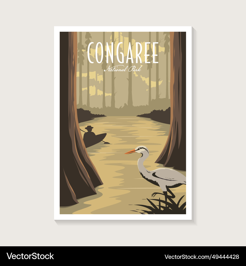Congaree national park poster design Royalty Free Vector