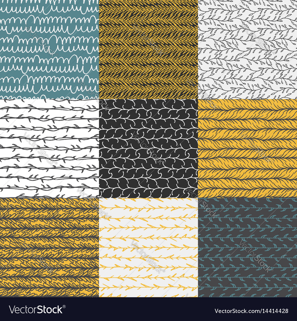 Decorative hand drawn seamless patterns Royalty Free Vector