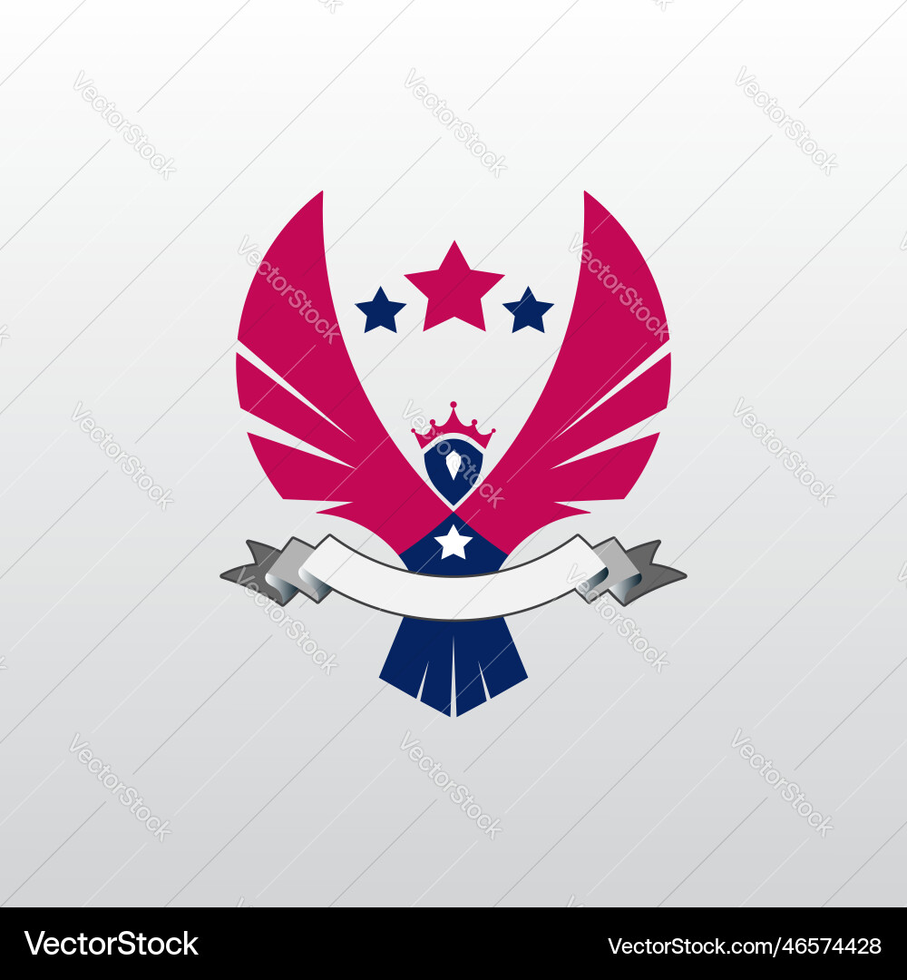 Eagle logo design with star and ribbon Royalty Free Vector