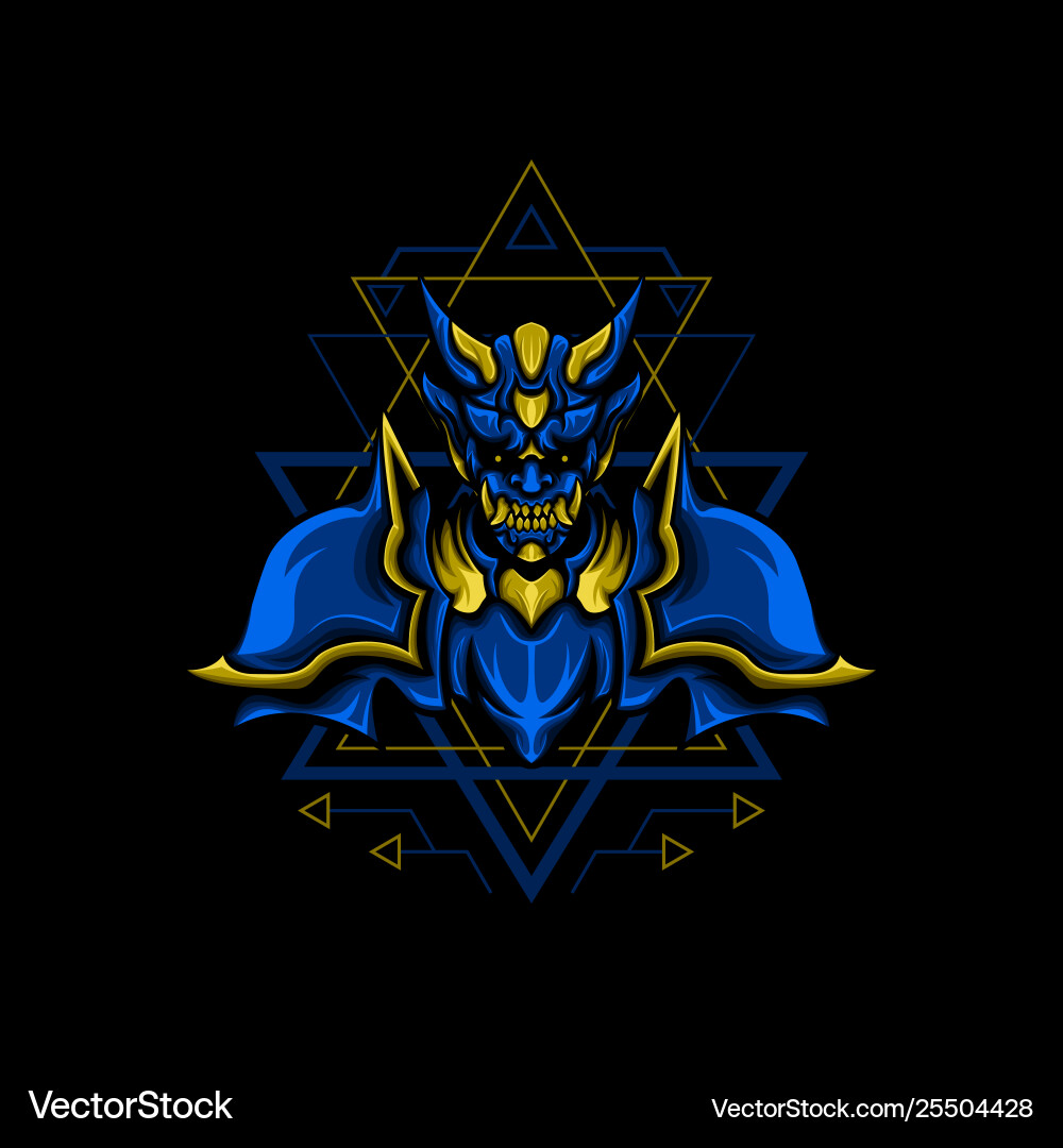 King blue demon with geometry ornament Royalty Free Vector