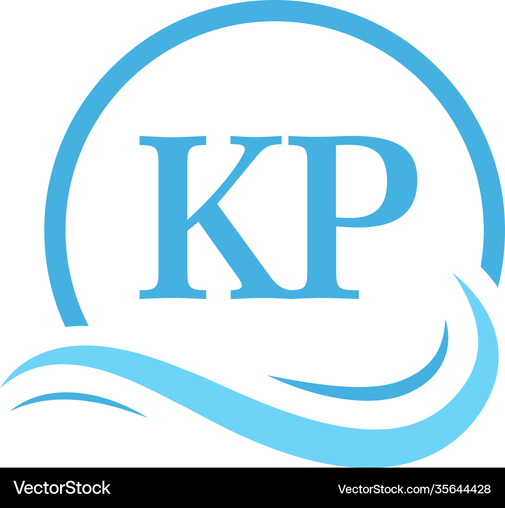 Kp lettering logo design in water wave modern Vector Image