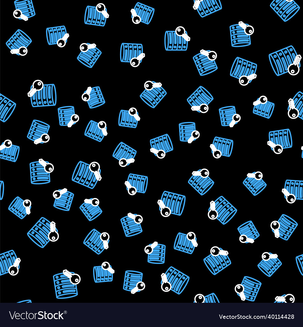 Line Server Security With Key Icon Isolated Vector Image