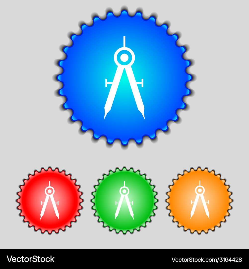 Mathematical compass sign icon set of colored Vector Image