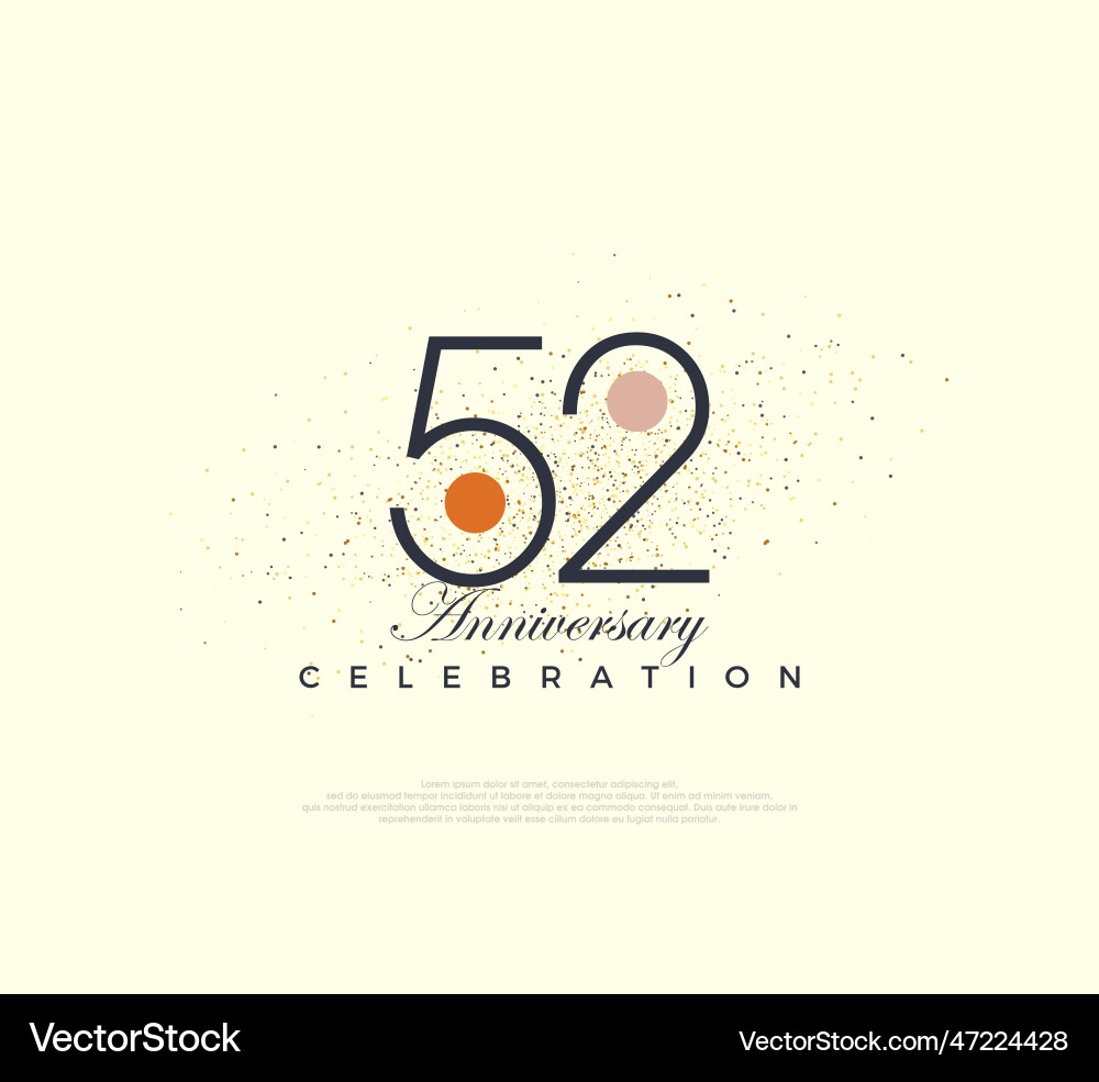 Modern and simple number design for 52nd Vector Image
