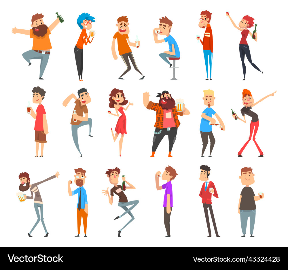 People characters drinking alcohol with wineglass Vector Image