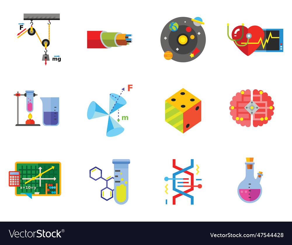 Physics icon set Royalty Free Vector Image - VectorStock