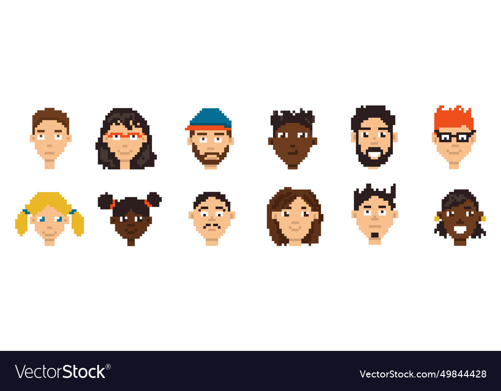 Pixel avatars hero character minimalistic game Vector Image