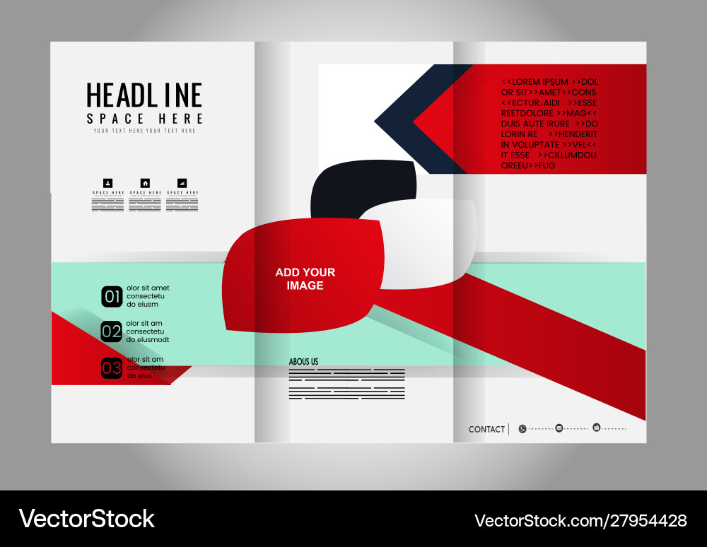 Red tri fold brochure Royalty Free Vector Image