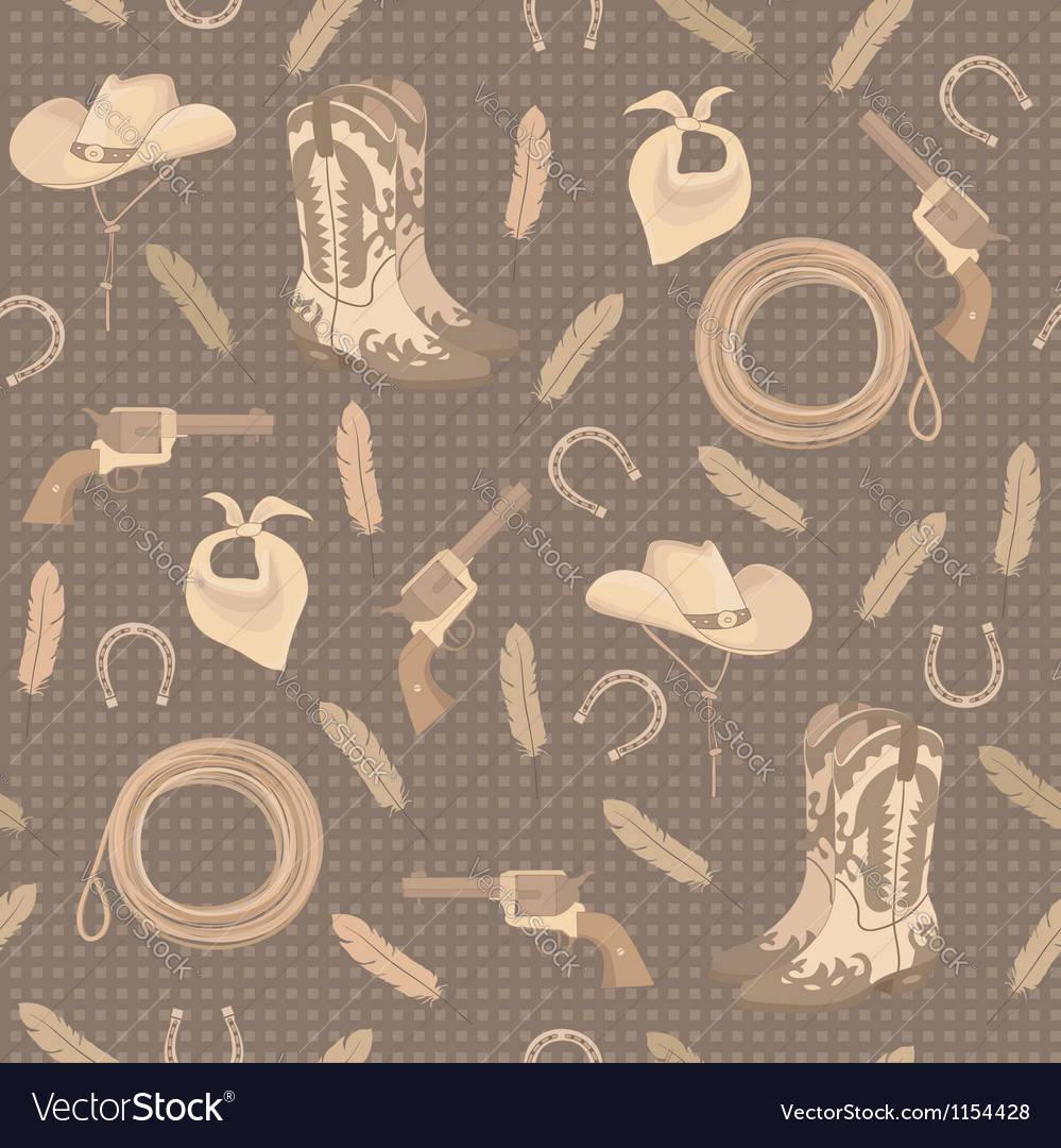 Seamless pattern with cowboy elements Royalty Free Vector