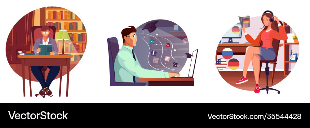 Self education compositions set Royalty Free Vector Image