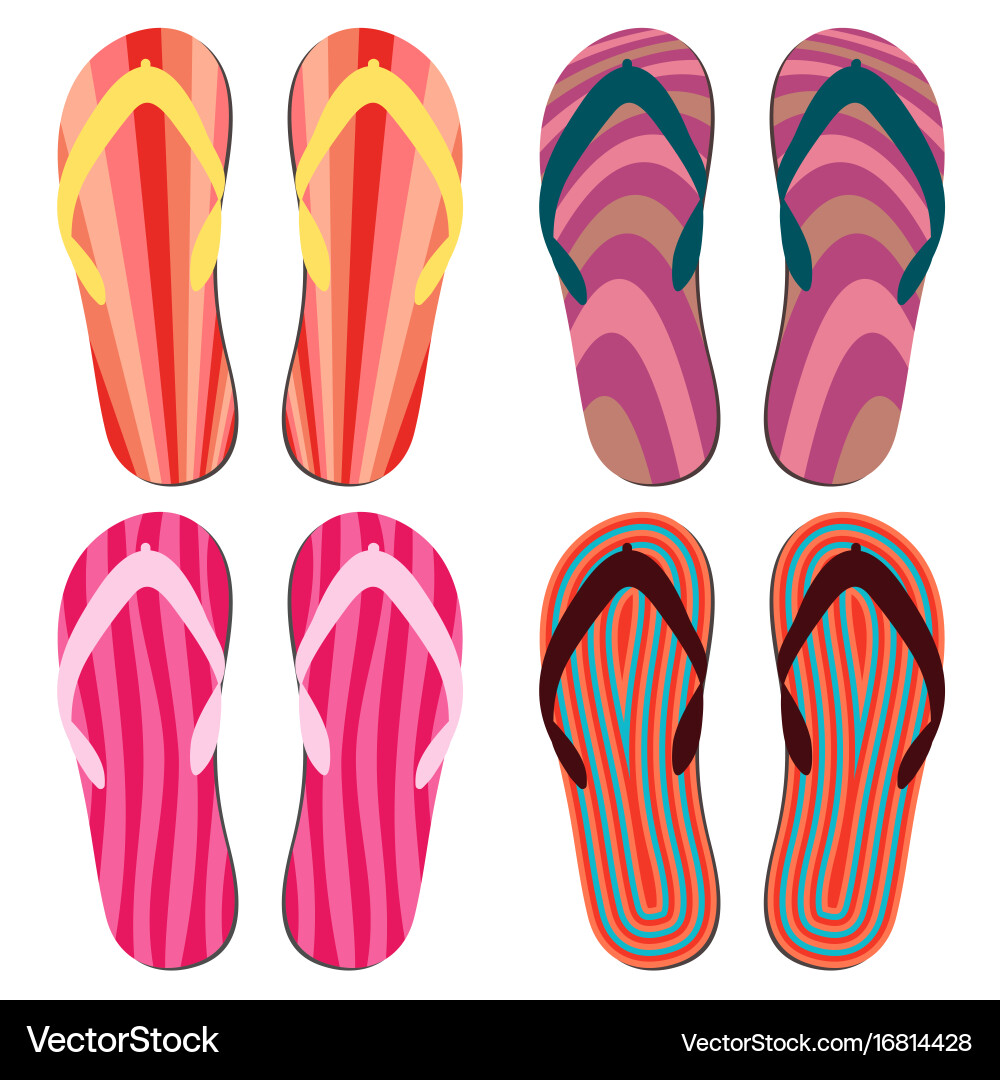 Set of beach slippers Royalty Free Vector Image