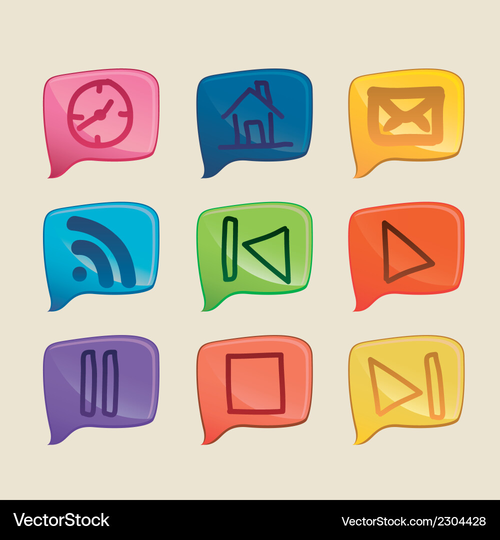 Sketches icons in different colors Royalty Free Vector Image