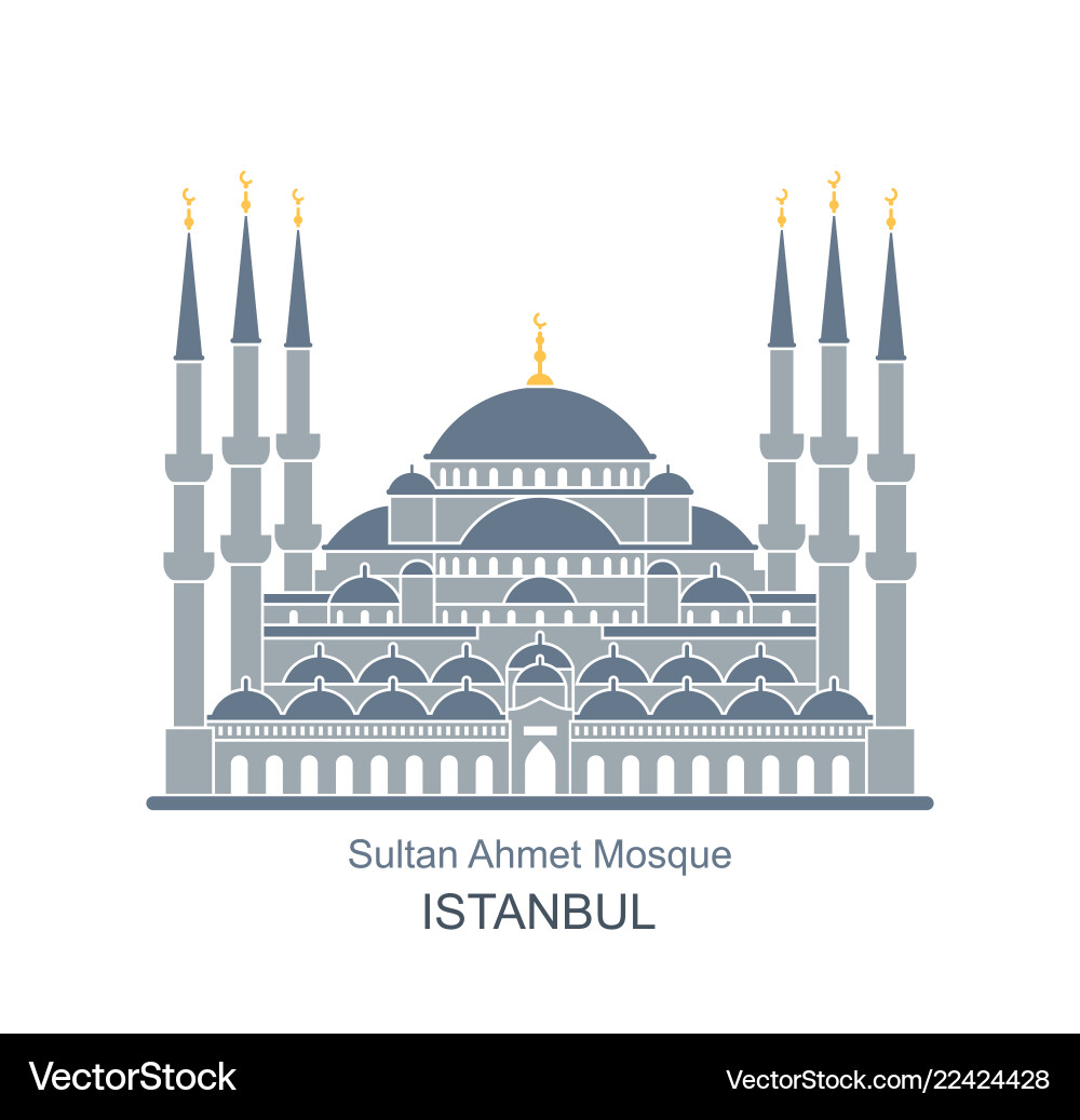 The blue mosque istanbul turkey flat icon Vector Image