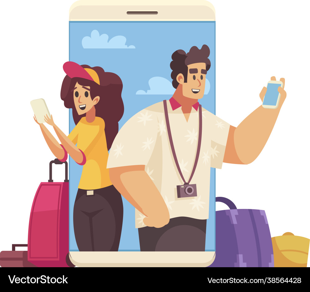Travel cartoon composition Royalty Free Vector Image
