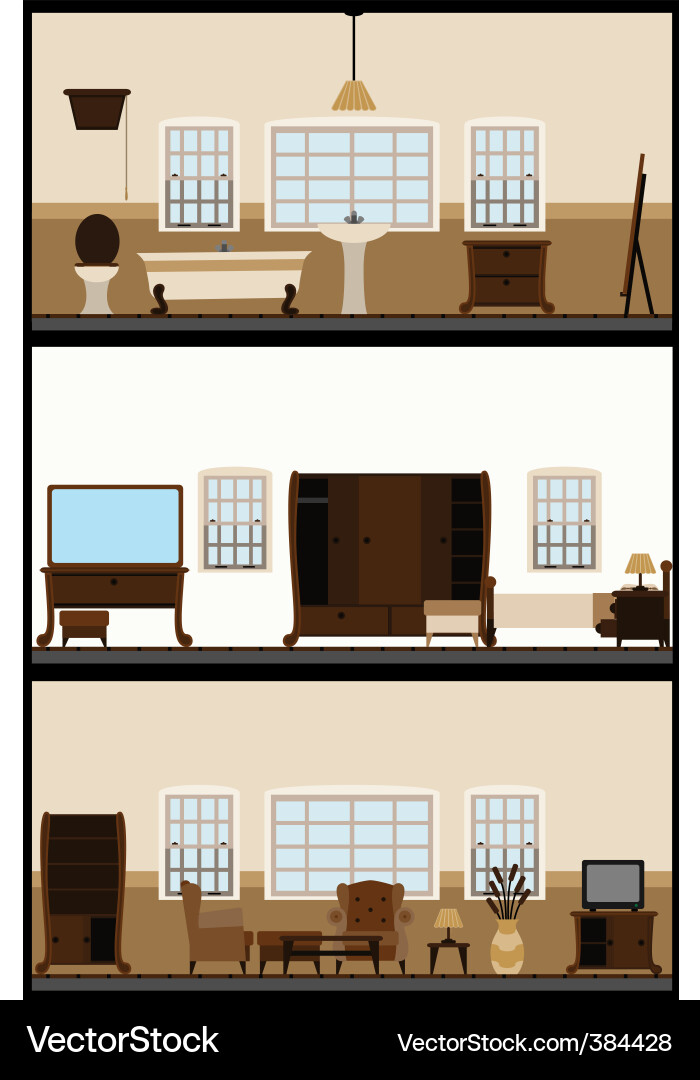 Vintage living room Royalty Free Vector Image - VectorStock