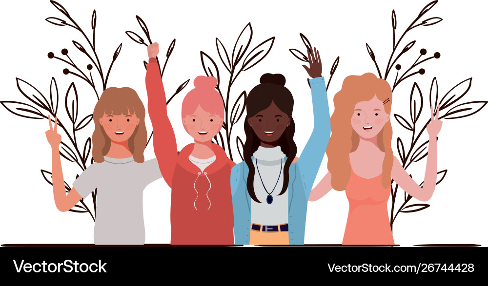 Young women with landscape background Royalty Free Vector