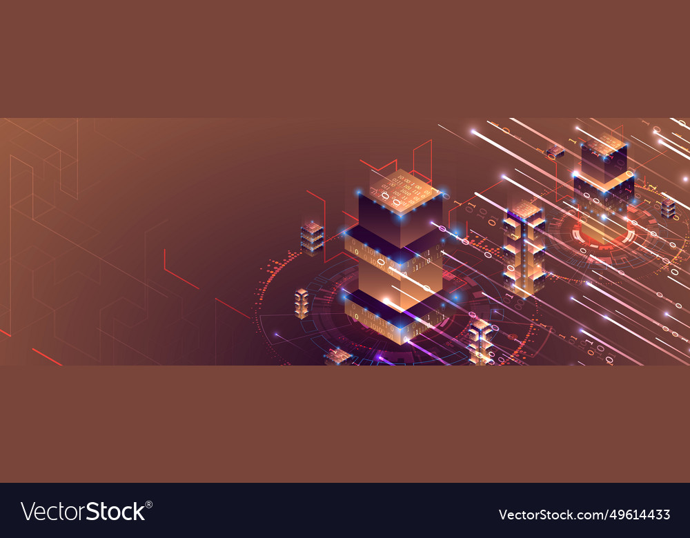 Data Visualization Concept 3d Isometric Hand Vector Image