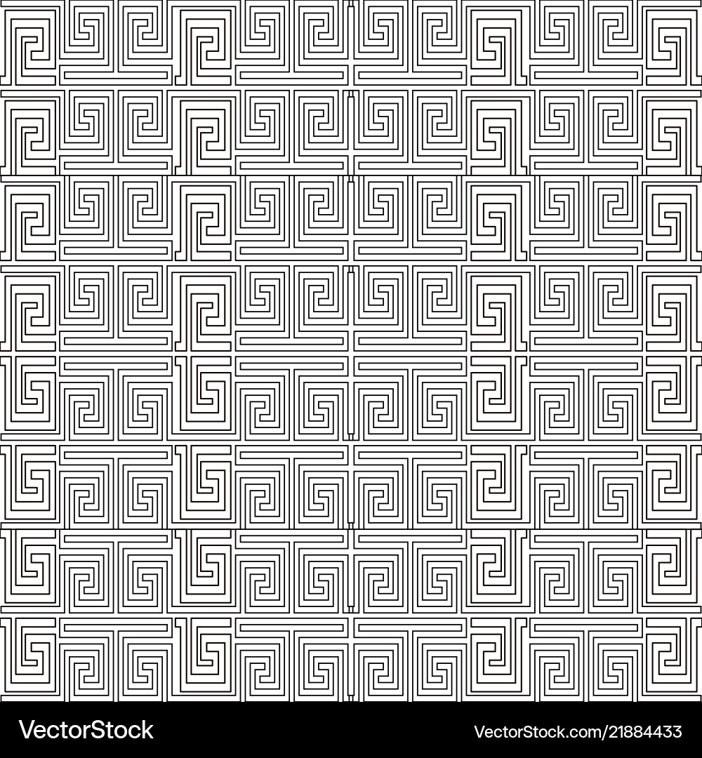Greek key meander black and white seamless Vector Image
