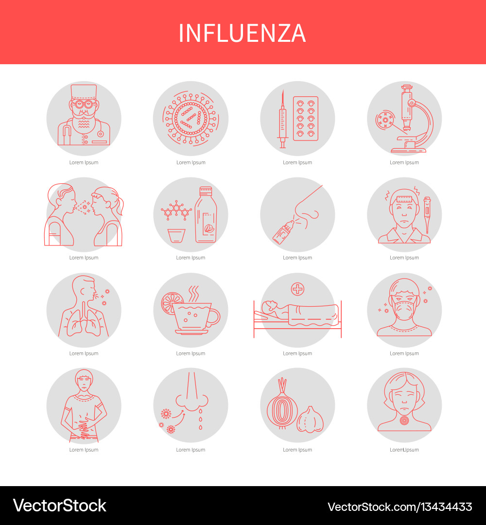 Icons symptoms and prevention diseases Royalty Free Vector