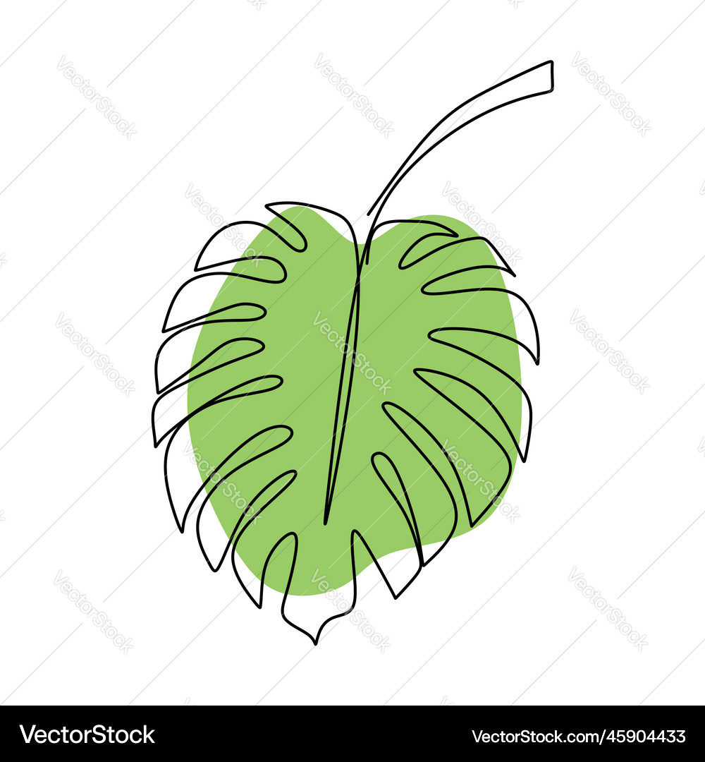 One line drawing monstera leaf minimal art leaves Vector Image