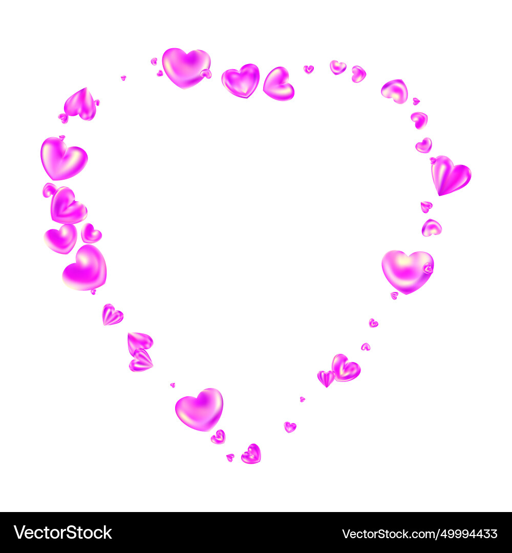 Pink glossy realistic heart frame isolated Vector Image