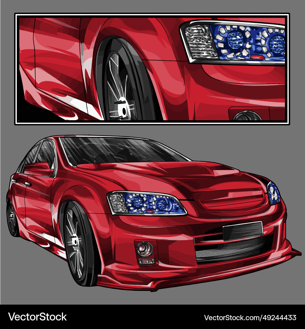 Red drag racing car with black strip Royalty Free Vector