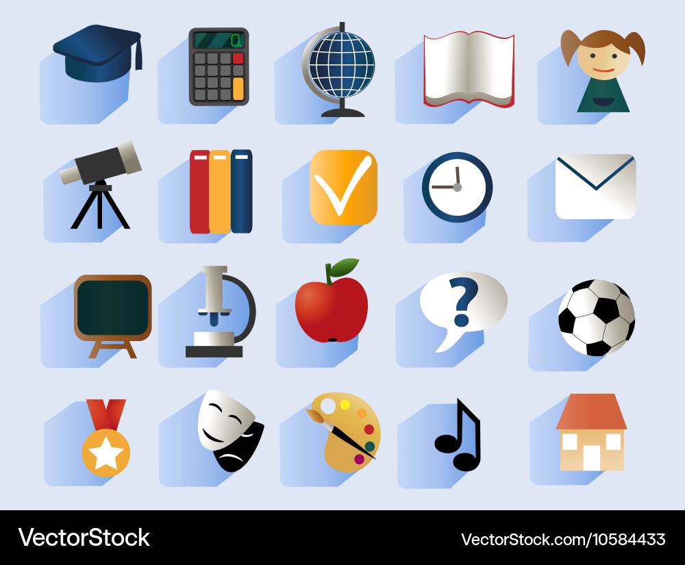 Set of school icons Royalty Free Vector Image - VectorStock