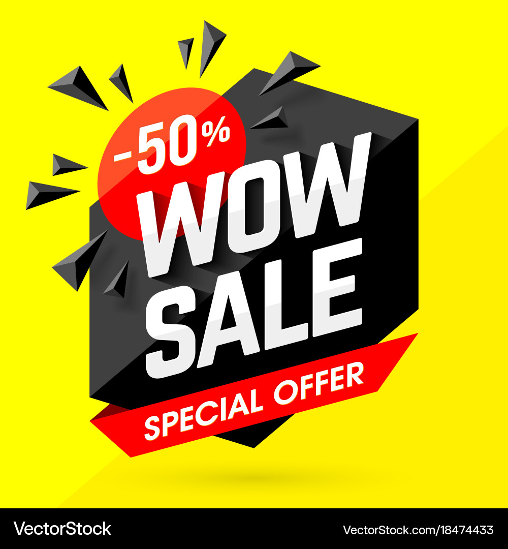 Wow sale special offer banner Royalty Free Vector Image