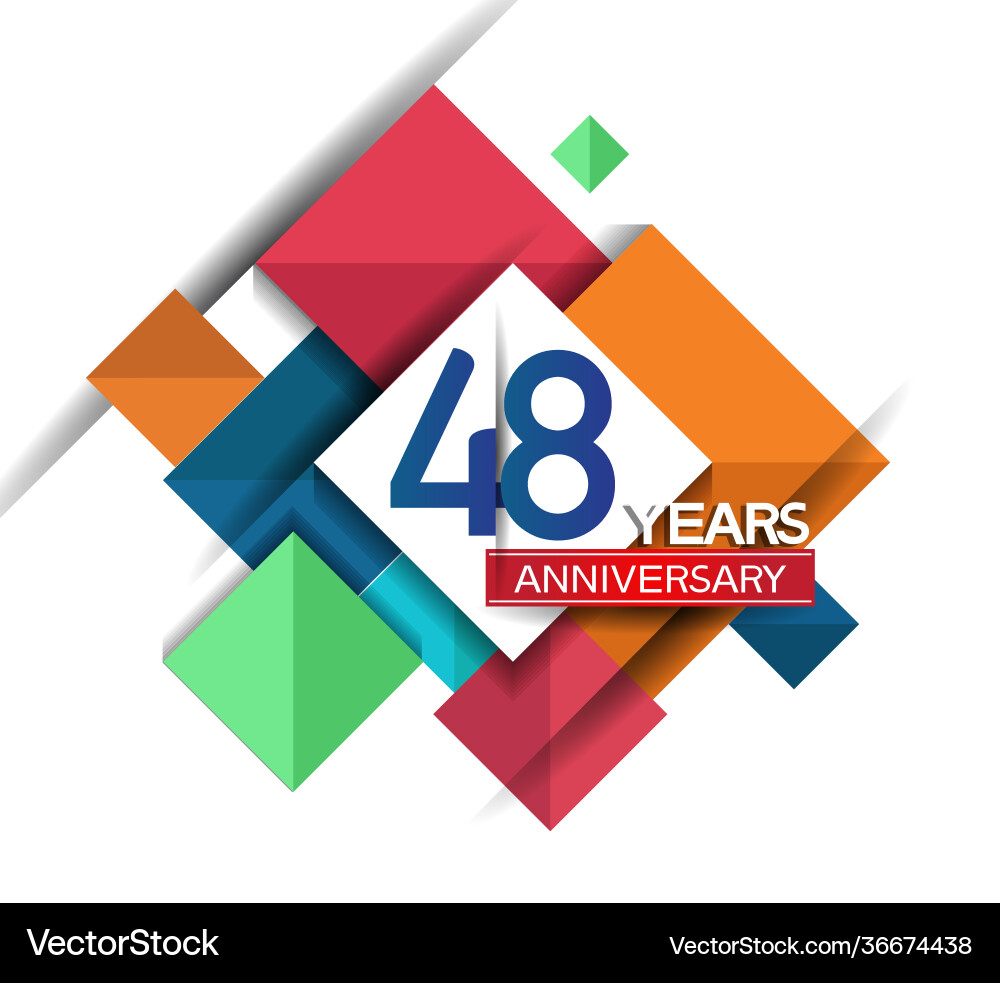 48 years anniversary design colorful square style Vector Image