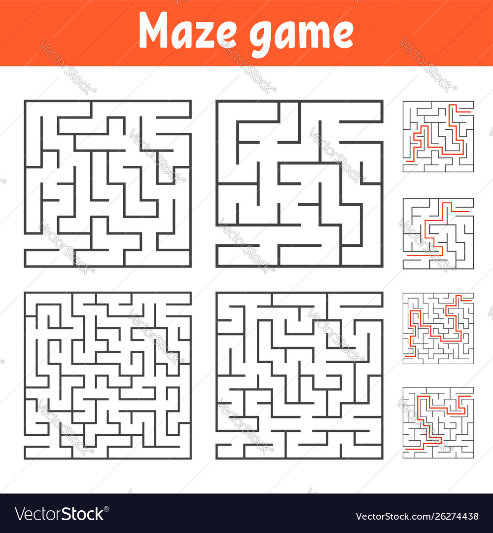 A set square mazes various levels Royalty Free Vector Image