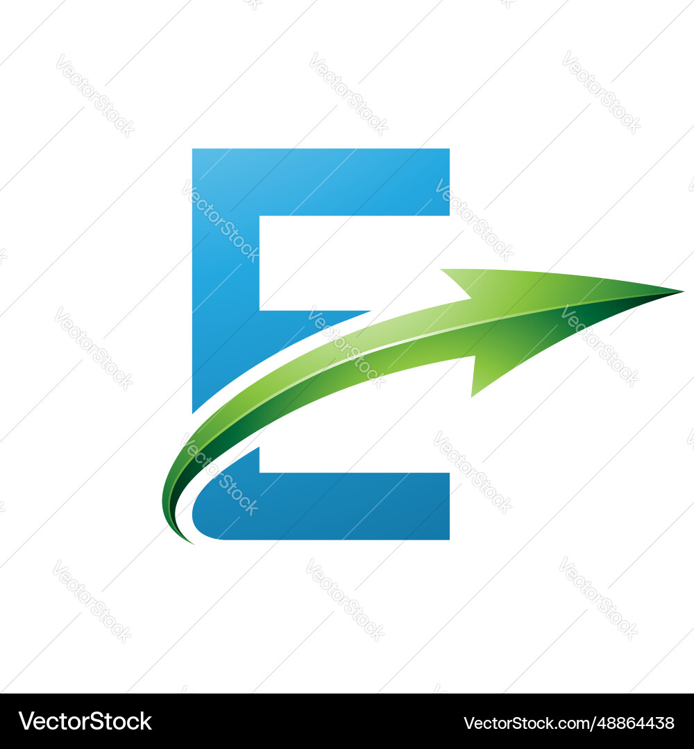Blue and green uppercase letter e icon Royalty Free Vector