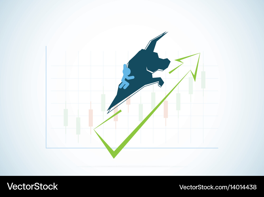 Bull symbol with green and candlestick chart Vector Image