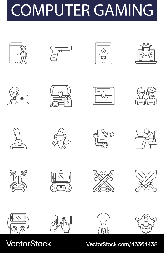 Computer gaming line icons and signs Royalty Free Vector