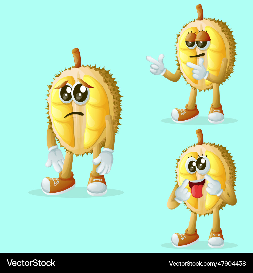 Cute durian characters with different facial Vector Image