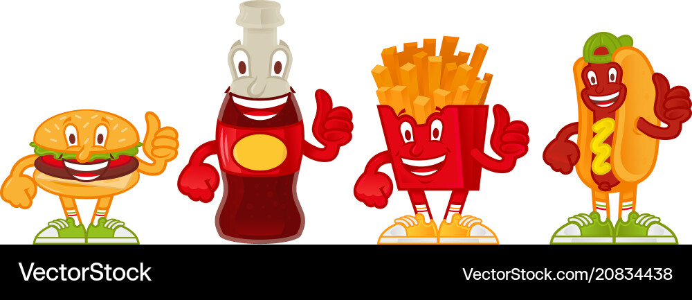 Fast food cartoon set Royalty Free Vector Image