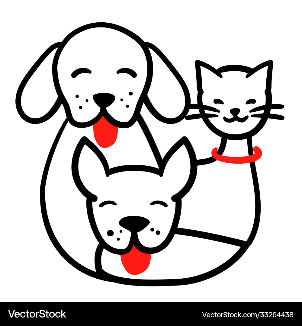 Happy pets hand drawn line dogs Royalty Free Vector Image