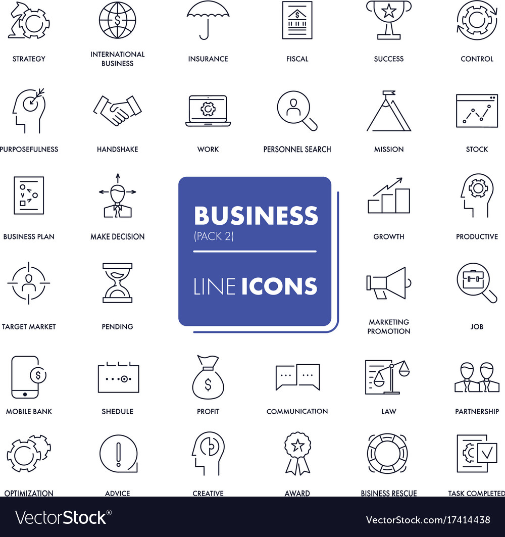 Line icons set business Royalty Free Vector Image