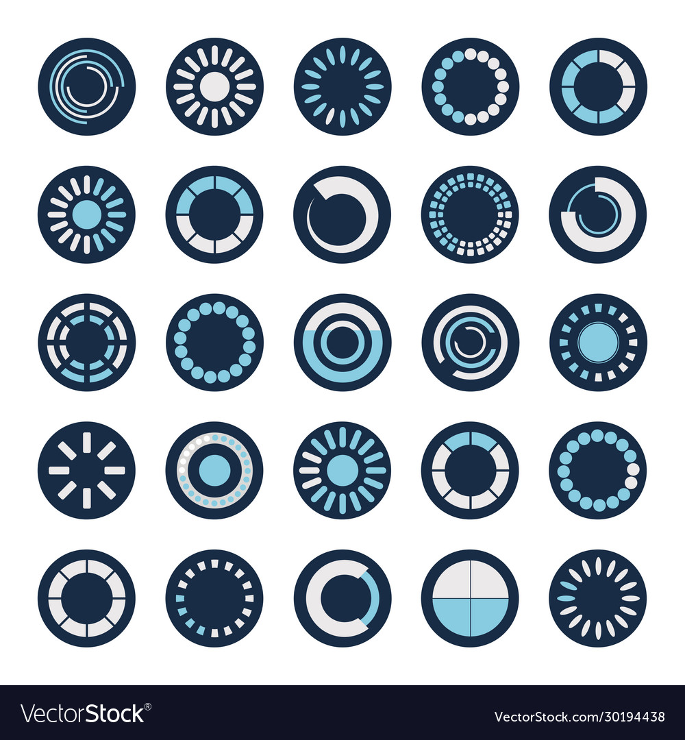 Loading circles block style icon set design Vector Image