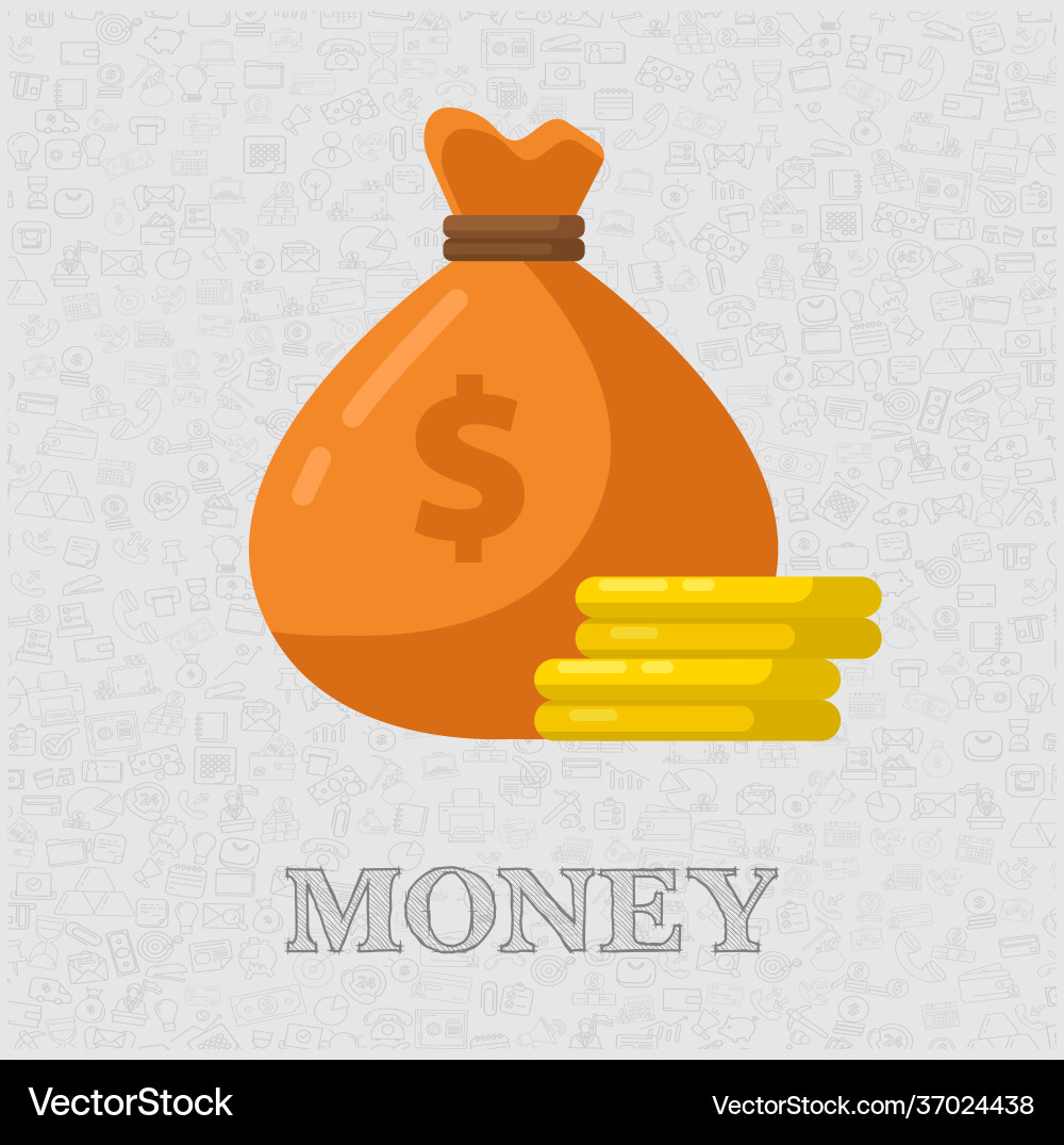 Money pouch isolated flat bag design Royalty Free Vector