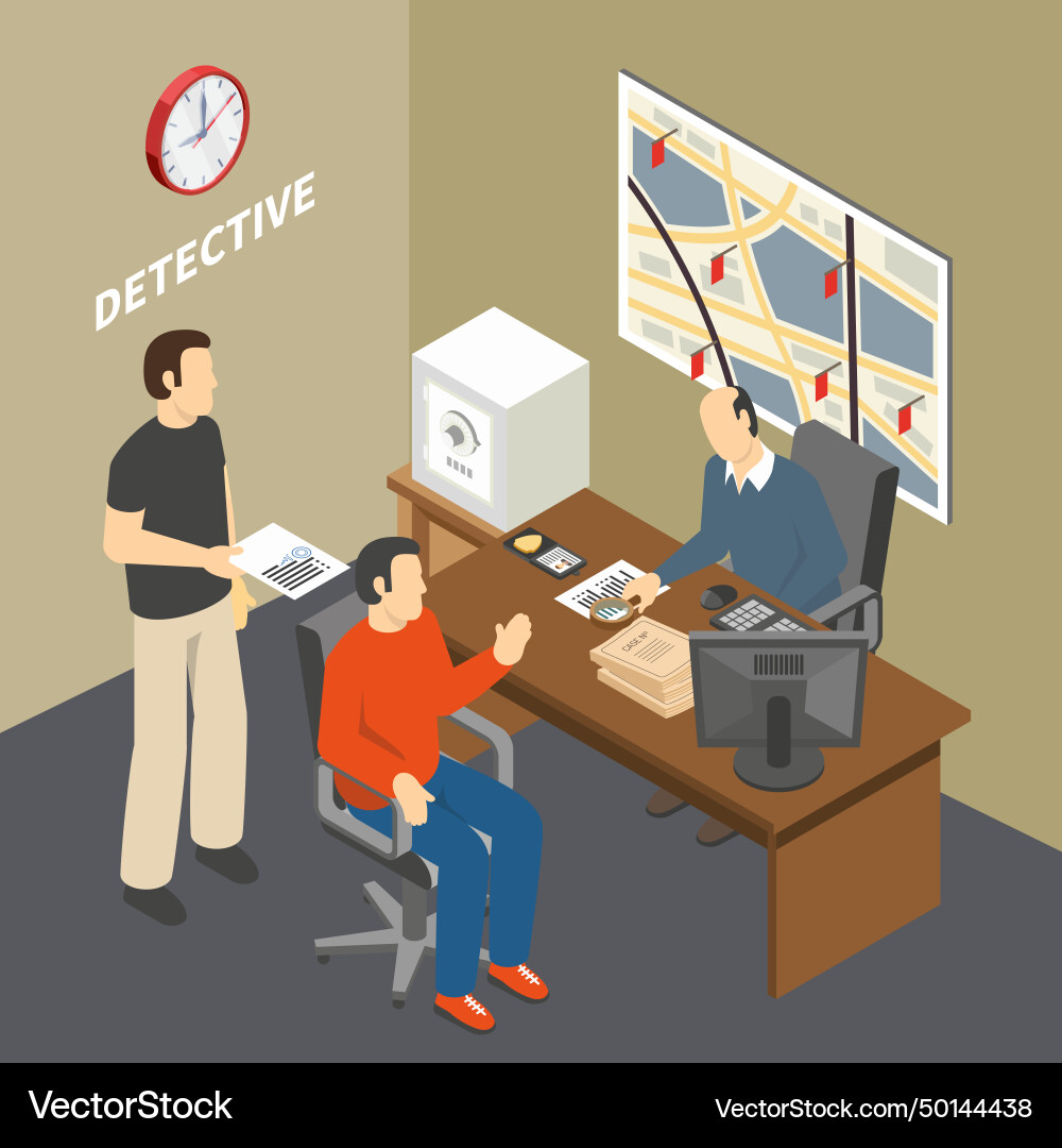 Solving crime investigator collecting information Vector Image