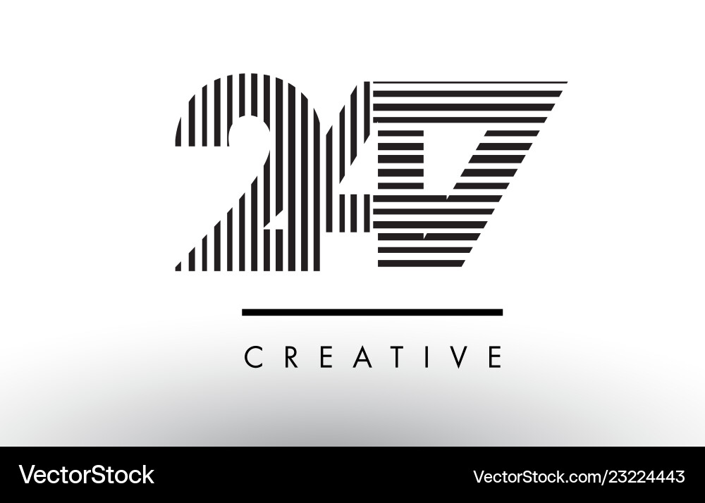 247 black and white lines number logo design Vector Image