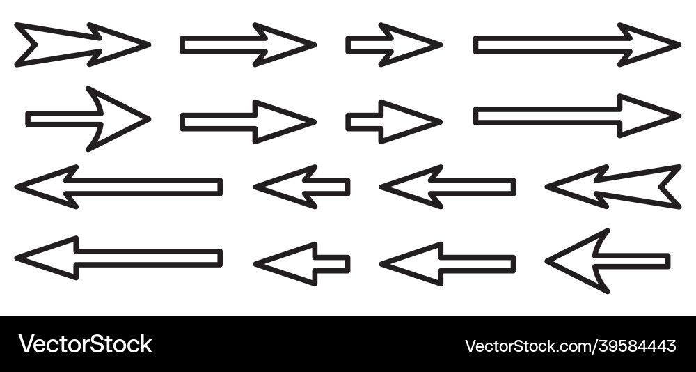 Black and white arrows set on white background Vector Image