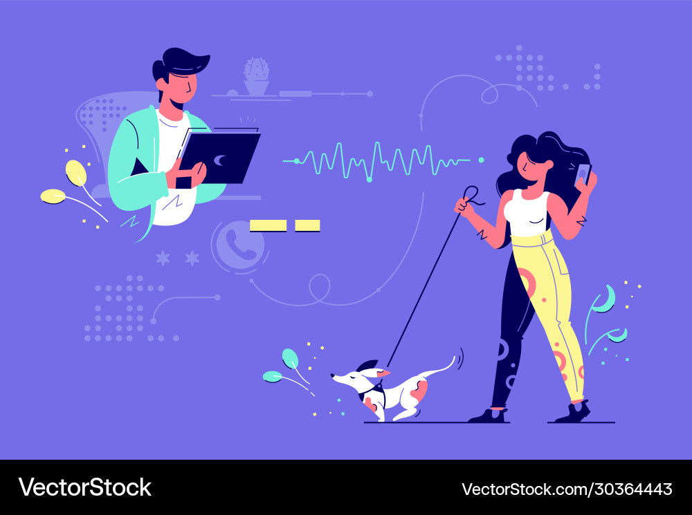 Communication with friends via modern gadget Vector Image