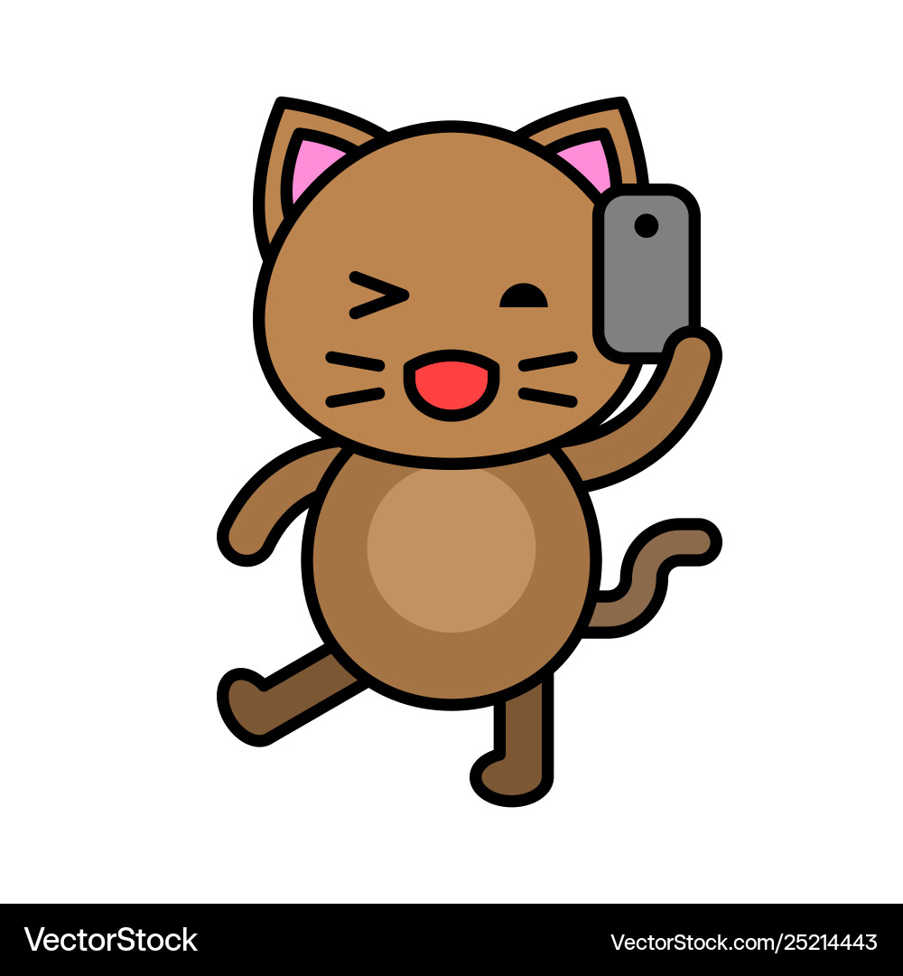 Cute cat avatar filled icon editable stroke Vector Image