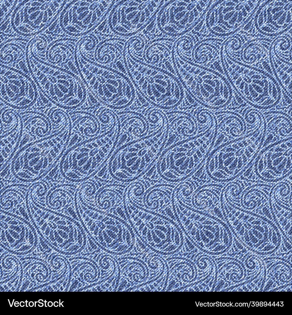 Denim background with paisley pattern ornate Vector Image