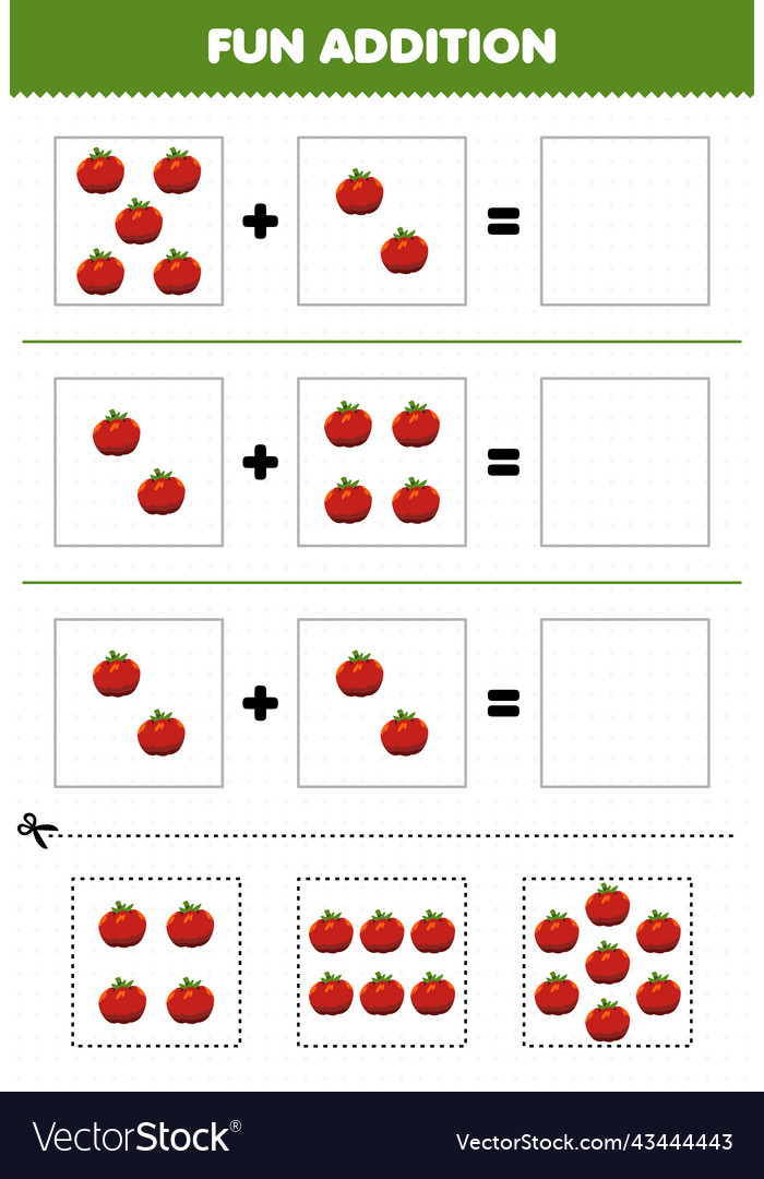 Education game for children fun addition by cut Vector Image