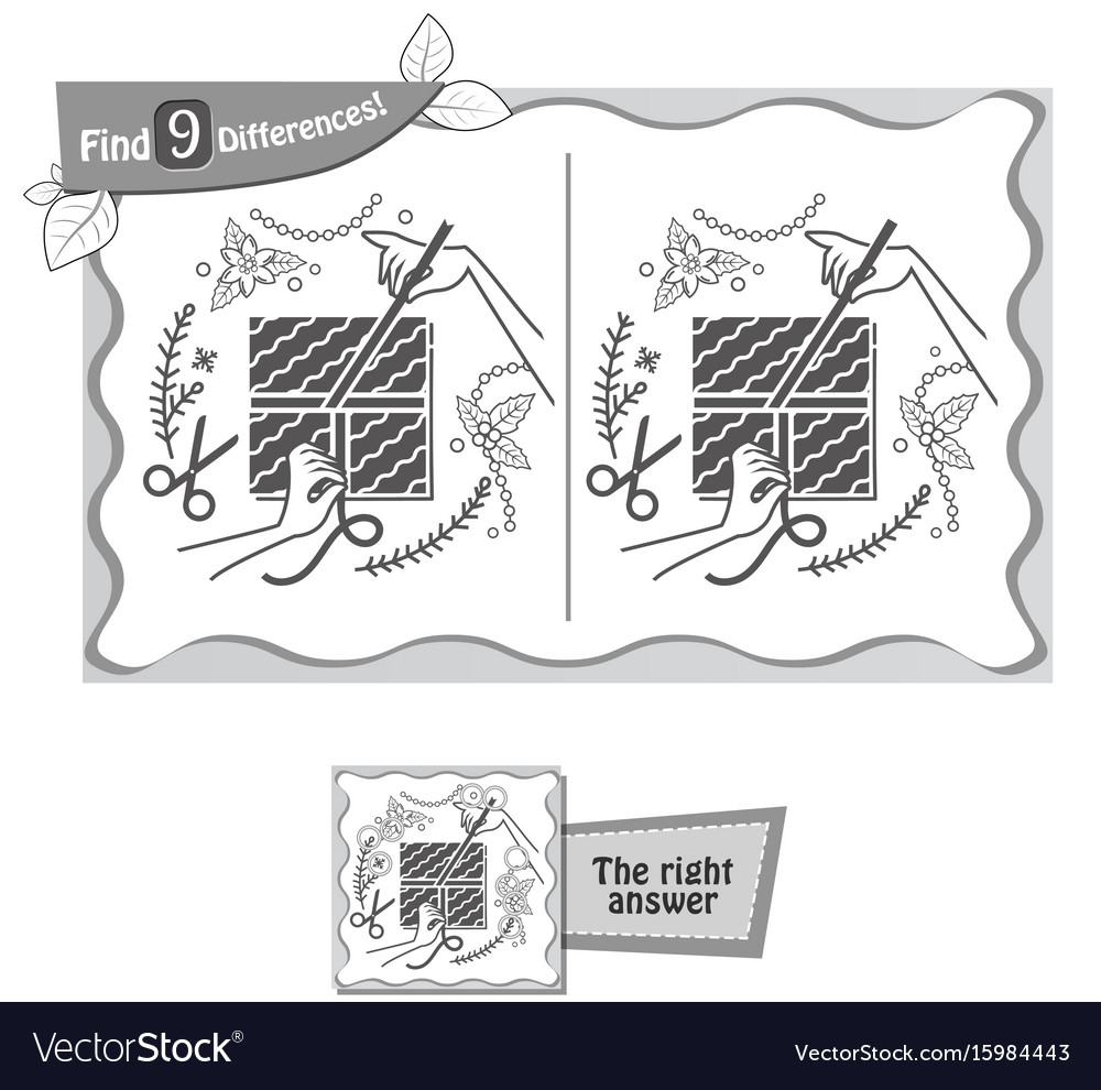 Find 9 differences game gift creativity Royalty Free Vector